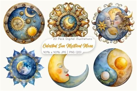 Celestial Sun Mystical Moon Clipart Graphic By Design Point · Creative