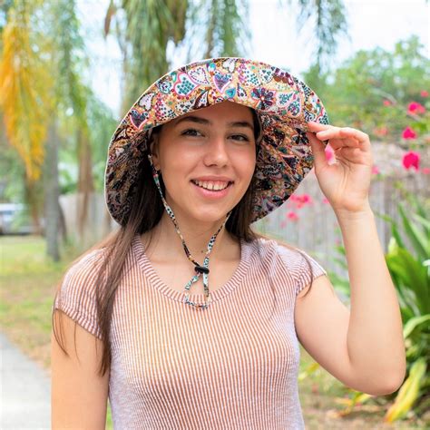 Wide Brim Sun Hat Gardening Hat For Women Chin Strap Hat Floral Hat