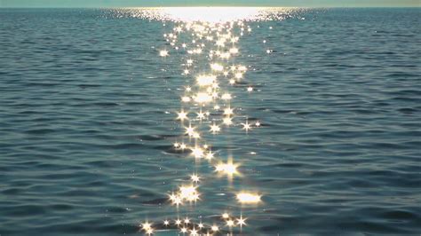 Sun Sparkle Stars Over On Blue Sea Water Footage 47190099 Stock Video