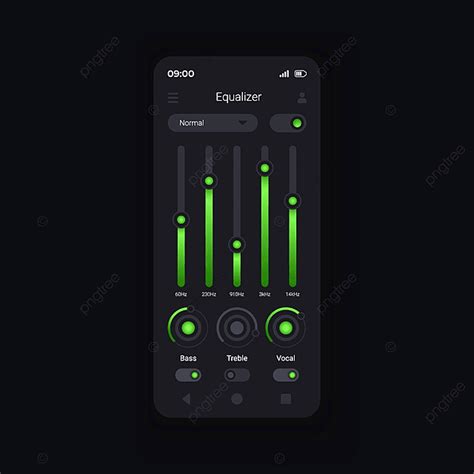 Audio Equalization Smartphone Interface Vector Template Display Dark Layout Png And Vector