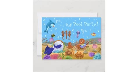 Cute Underwater World Pool Party Invitation Zazzle