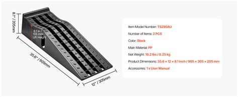 Vevor Car Ramps 2 Pcs 13000 Lbs Gvw Capacity 6 1 In Lift Height