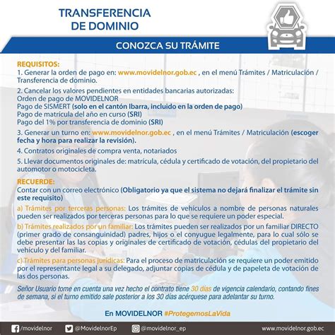Movidelnor Ep Requisitos Para Realizar La Transferencia De Dominio Le