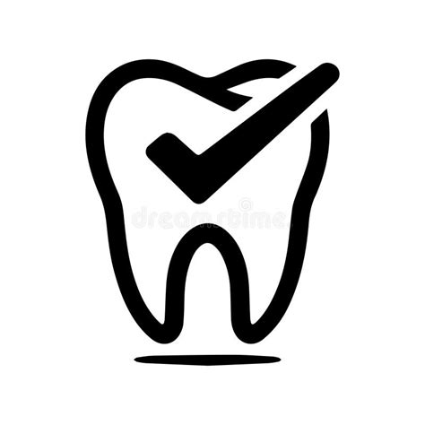 Tooth With Check Mark Icon Vector Illustration Black And White Dental
