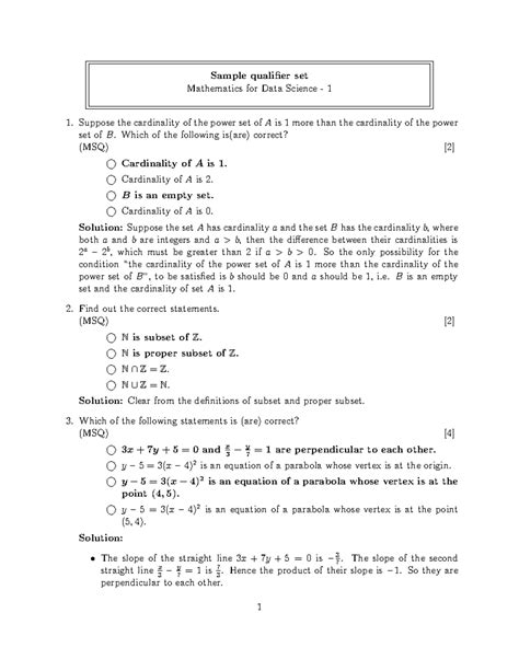 Mock Qualifier Solution Sample Qualifier Set Mathematics For Data