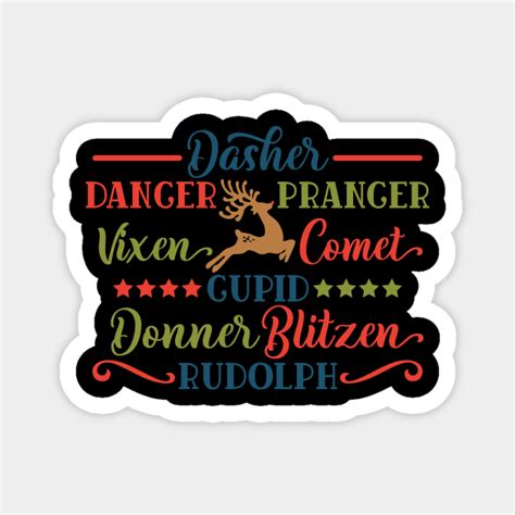 Dasher Dancer Prancer Vixen Comet Cupid Donner Blitzen