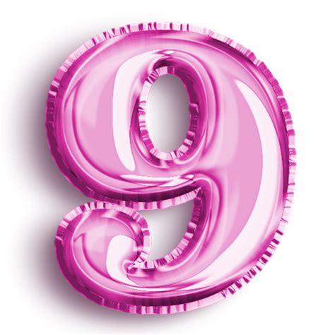 Free Número 9 Globo Número Rosa Metalizado Ilustración De Número Lleno