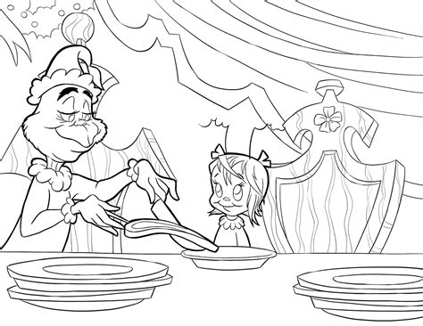 Il Grinch Con Cindy Lou Who A Cena Da Colorare Scarica Stampa O Colora Subito Online