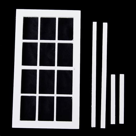 12th Dollhouse Miniature White Wooden 12 Pane Wind Grandado