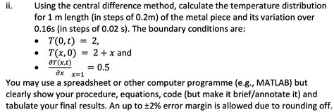 Ii Using The Central Difference Method Calculate