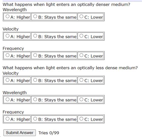 Solved What Happens When Light Enters An Optically Denser