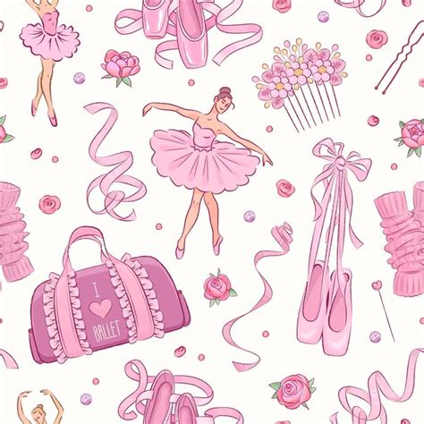 Premium Vector Seamless Pattern With Hand Drawn Ballet School Elements