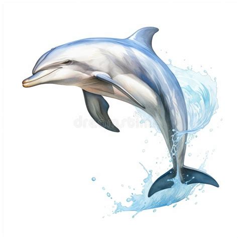 Hyper Realistic Dolphin Leaping From Water Detailed Illustration On