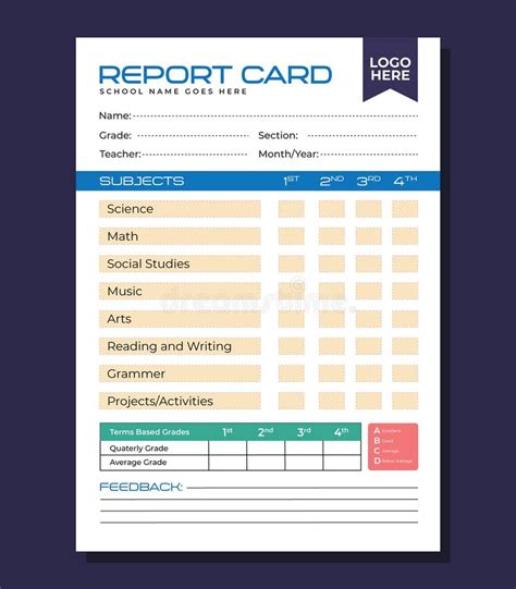 Printable Kdp School Report Card Vector Design Template Stock Vector Illustration Of Calendar