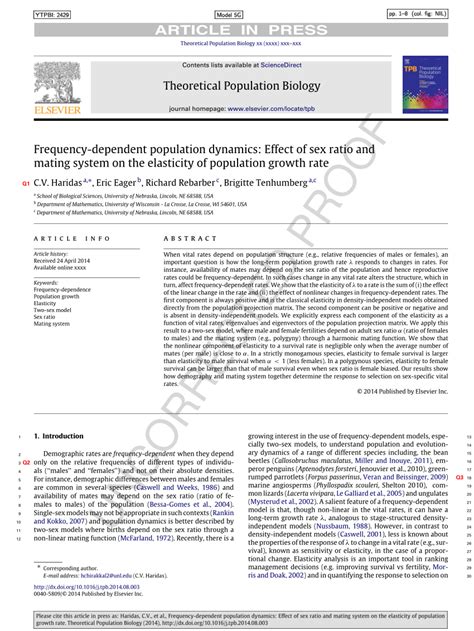 Pdf Frequency Dependent Population Dynamics Effect Of Sex Ratio And