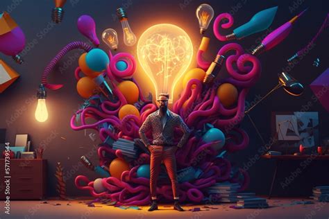 Bright Idea And Creative Thinking Visualization Of Brainstorming A