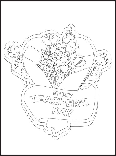Teachers Day Coloring Pages 23134465 Vector Art At Vecteezy