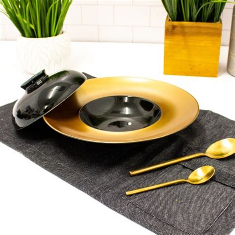 Berghoff Gem Deep Presentation Plate And Bow Black Gold 2 Pc Frys