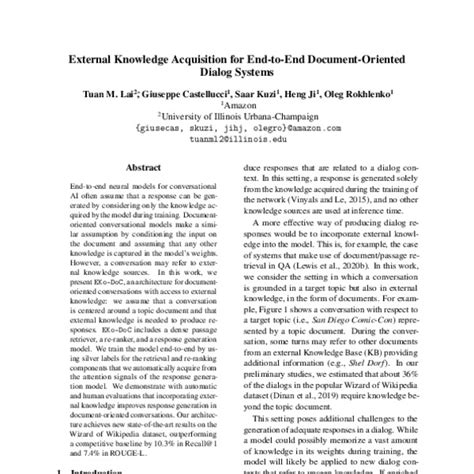 External Knowledge Acquisition for End-to-End Document-Oriented Dialog Systems - ACL Anthology