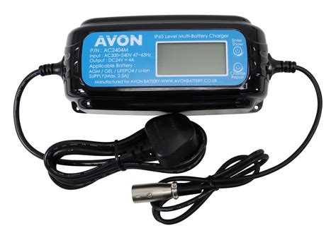 Ac2404m Avon Multi Selectable Mobility Battery Charger 24v 4a
