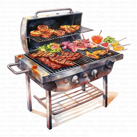 Bbq Grill Clipart 5  Images Card Making Digital Download Etsy