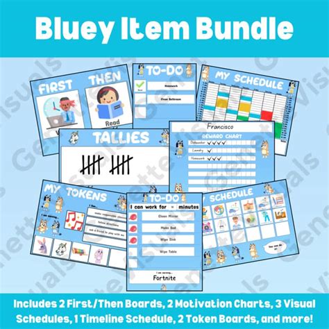 Bluey Visual Support Bundle Colorful Version By Genette Visuals