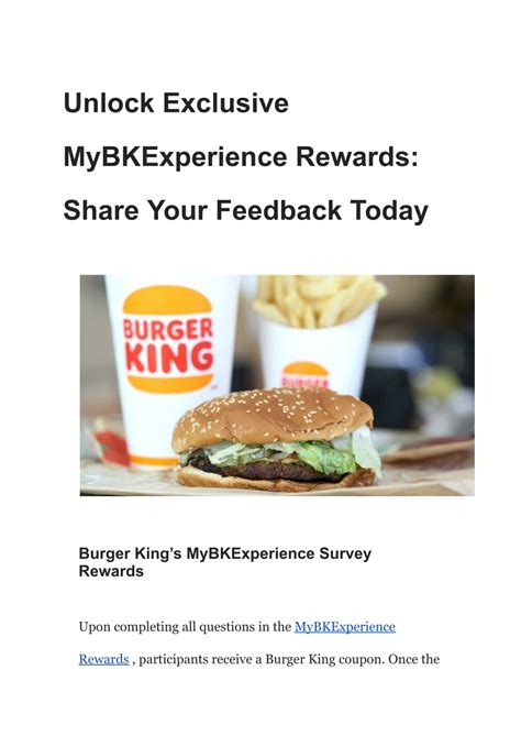Ppt Mybkexperience Burger King Survey Free Whopper Powerpoint