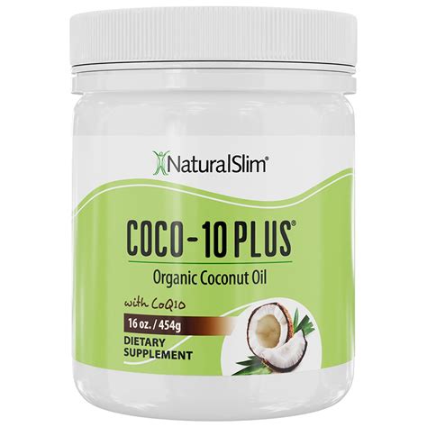 Naturalslim Coco 10 Plus Dietary Supplement Organic Coconut Oil And Coenzyme Q10 For Natural