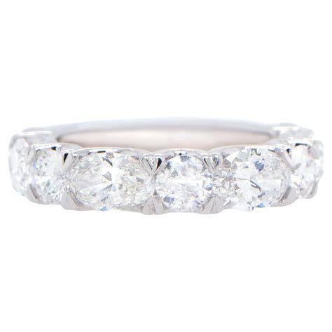 Fancy Cut Diamonds Half Eternity Band Ring 324 Carats 18k White Gold