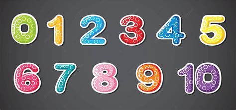 Once Cifras Numéricas Coloridas Contando Nueve Vector Png Dibujos