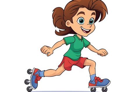 Premium Vector Cute Cartoon Girl Rollerblading