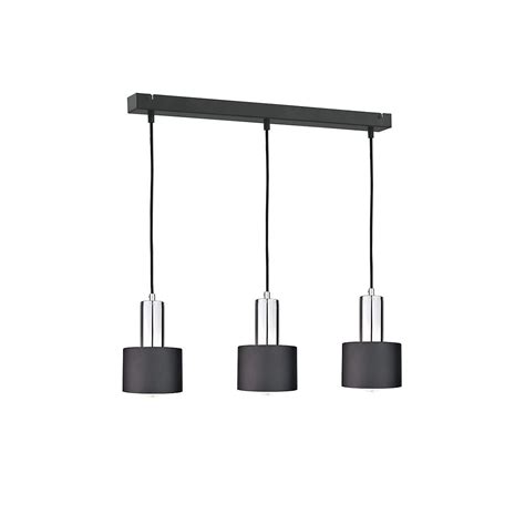 Luminosa Luce Bar Pendant Ceiling Light Black Silver 60cm 3x E27
