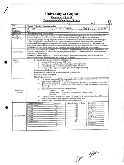 Oop Course Outline Pdf