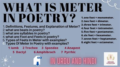 What Is Meter In Poetry Iamb Trochee Spondee Anapest Feet Beats Syllables Types