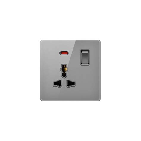 Multi Function Socket With Switchneon Glass Gray Siddiqui Trading Fzco
