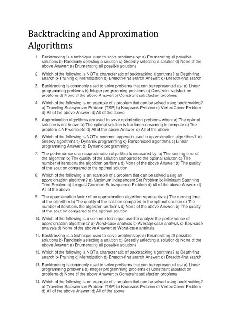 Cse408 Unit 5 Units 5 Backtracking And Approximation Algorithms