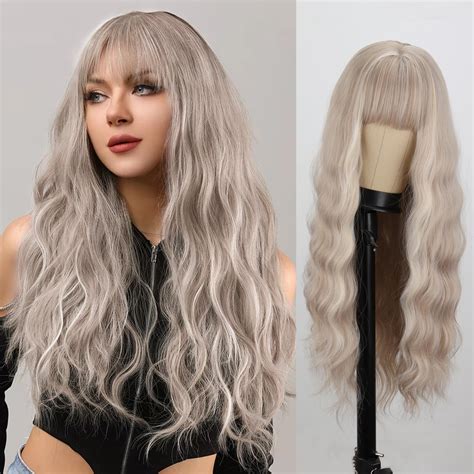 Merisihair Long Blue Wig With Bangslong Light Blue Wig For Women