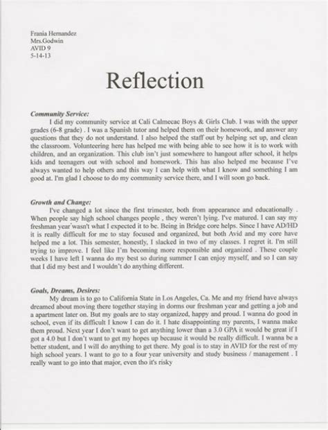 Reflection Avid Portfolio