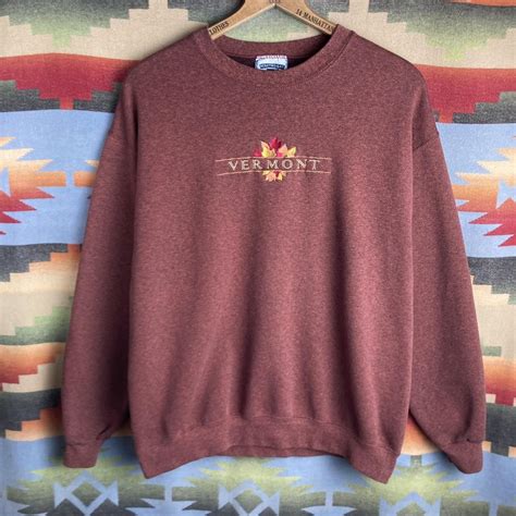 Vinage 90s Vermont Leaves Leaf Autumn Embroidered Depop
