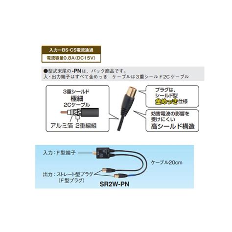 マスプロ（maspro） 法人限定 即納在庫有り Sr2w Pn マスプロ電工 Maspro Vubs・cs分波器（セパレーター