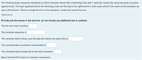 Solved The Following Binary Sequence Represents An Ascii