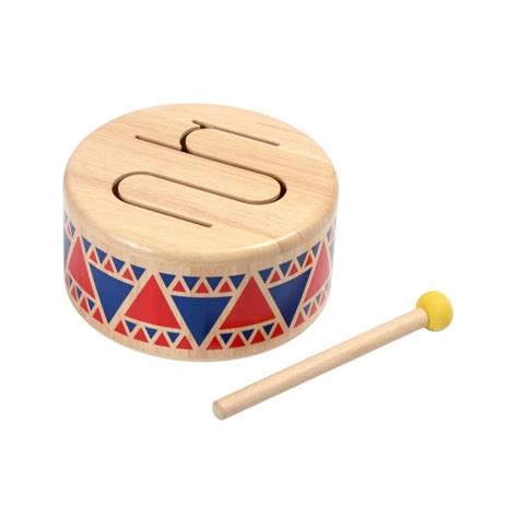 Plantoys 6404 Solid Drum ของเล่นไม้กลองอินเดียแดง ของเล่นเสริมทักษะดนตรี ของเล่นสำหรับเด็กอายุ