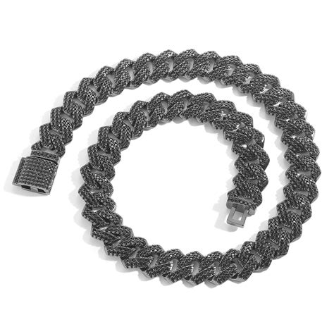 Moissanite Iced Out Black Cuban Link Chain Blacksoldierdesigns