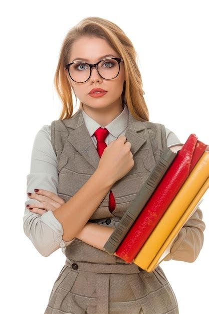 Premium Photo Photo Of Portrait Of Smiling School Teacher Stanging In