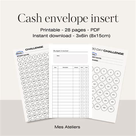 Cash Envelope Tracker Printable Insert 3x6in For Budgeting Personal Finances Etsy