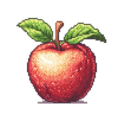 Premium Photo A Pixel Apple On White Background