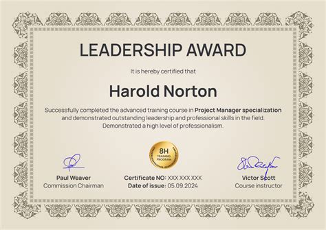 Leadership Award Certificate Template