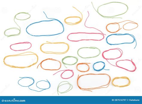 Frames Or Speech Bubbles Of Colorful Cotton Threads Isolated On White
