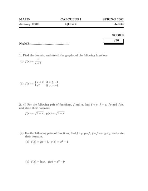 Sketch Calculus Quiz Docsity