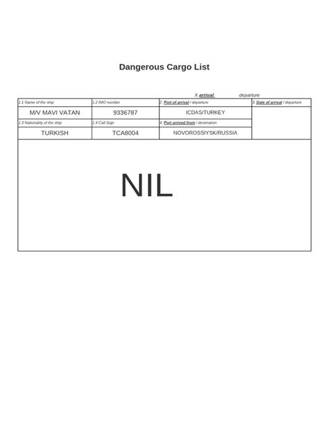 Dangerous Cargo Declaration Pdf